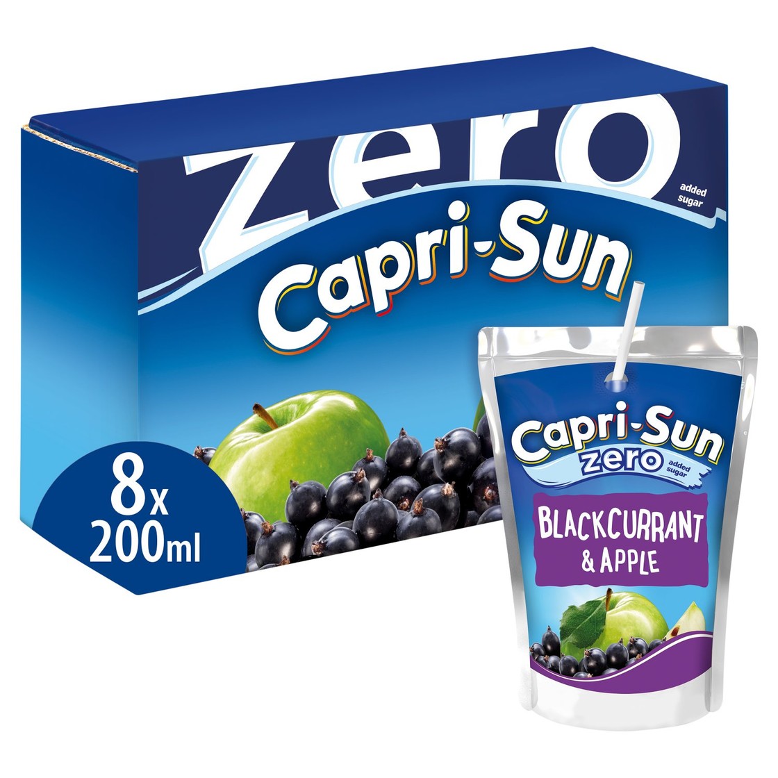 Capri-Sun Zero Apple and Blackcurrant 8 x 200ml Kids' Juice Drink ...