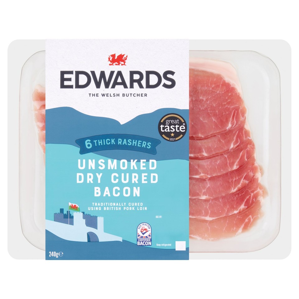 Edwards 6 Thick Rashers Unsmoked Dry Cured Bacon 240g - Morrisons ...