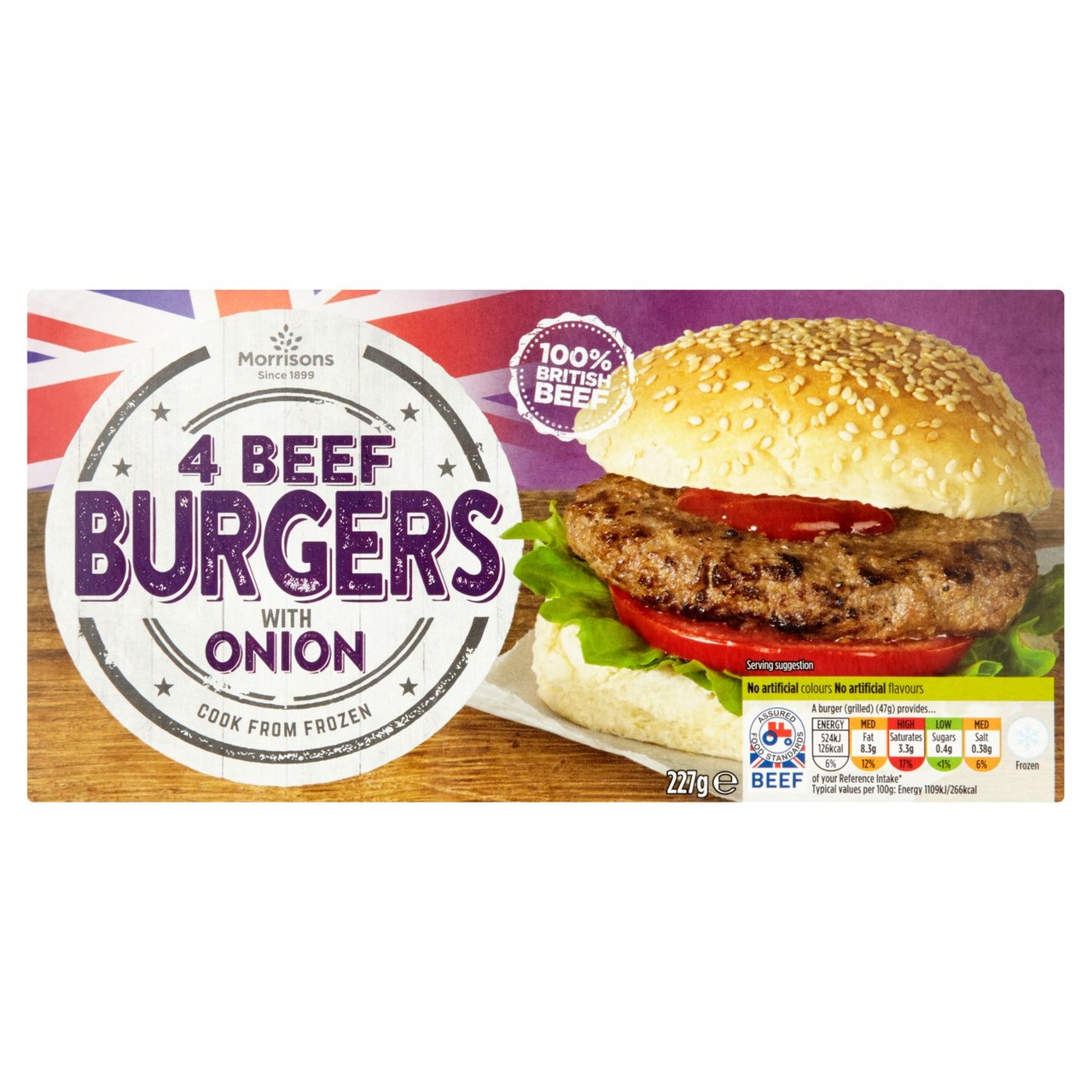 Morrisons 4 Burgers with Onions - Morrisons Online Groceries & Offers