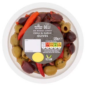 Morrisons Deli Chilli & Garlic Olives 120g - Morrisons Online Groceries ...