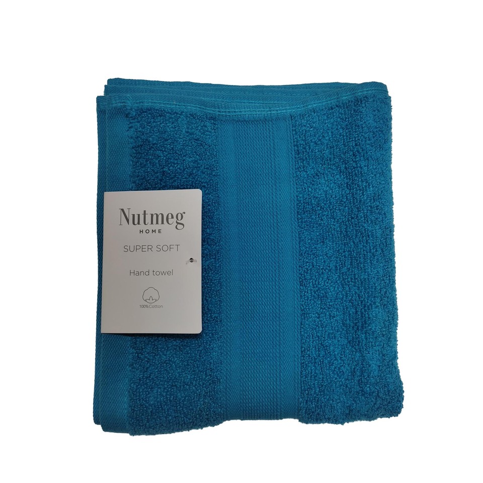 Nutmeg Home Supersoft Cotton Hand Towel Blue Teal - Morrisons Online ...