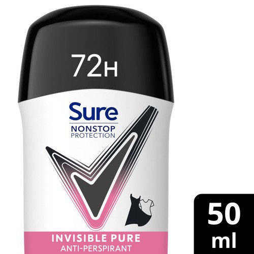Sure Antiperspirant Deodorant Stick Nonstop Protection Invisible Pure ...