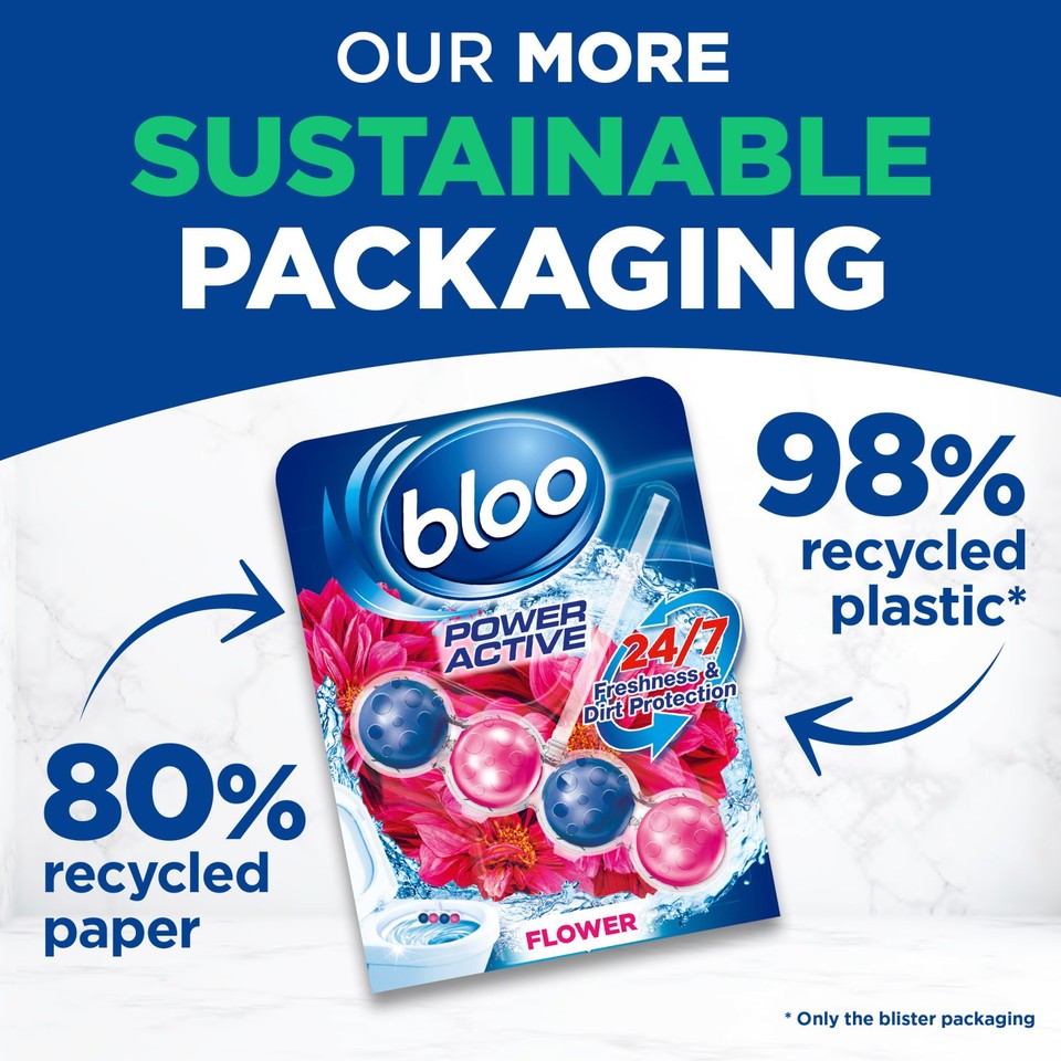 Bloo Power Active Flowers Twin Toilet Rim Block - Morrisons Online ...