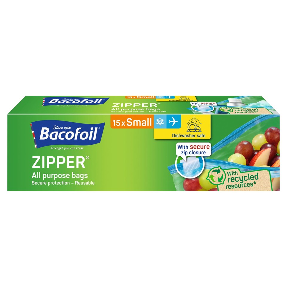 Bacofoil All Purpose Small Zipper Bags 15 Pack - Morrisons Online ...