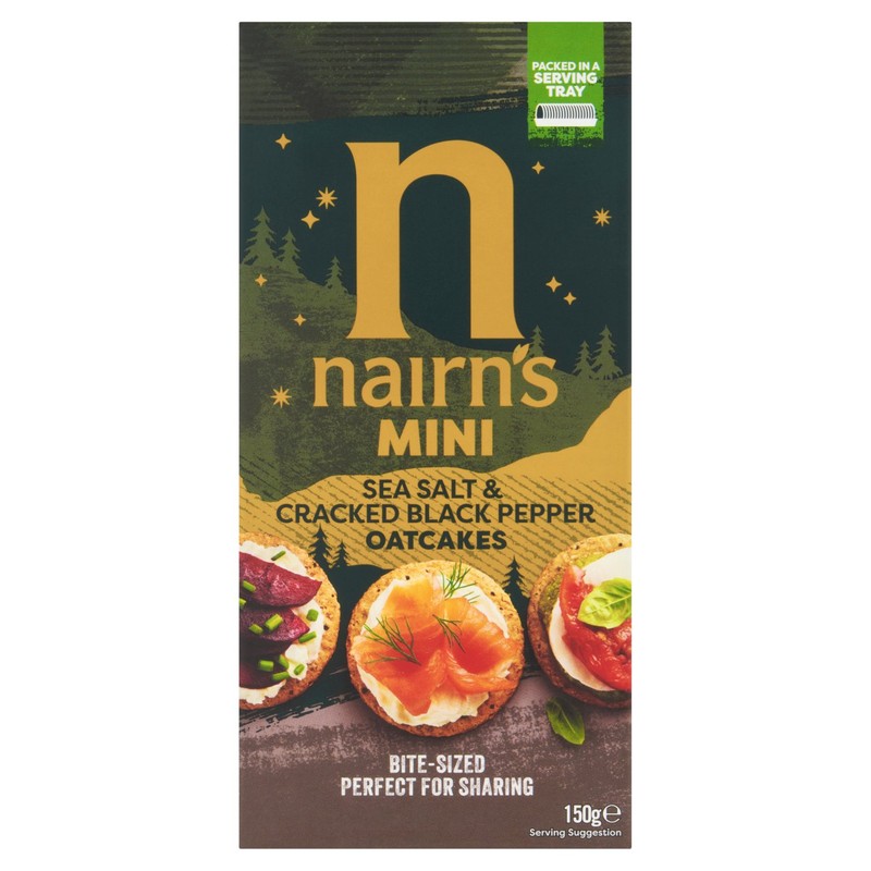 Nairn's Mini Sea Salt & Cracked Black Pepper Oatcakes 150g - Morrisons Online Groceries & Offers