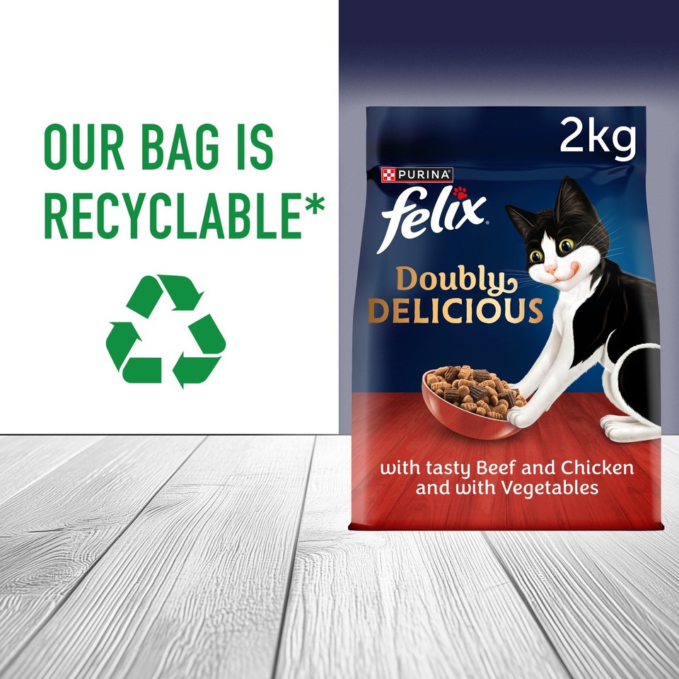 Felix Doubly Delicious Beef Chicken & Vegetables Dry Cat Food ...
