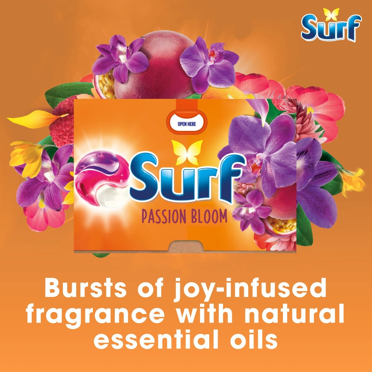 Surf 3 in 1 Laundry Washing Detergent Capsules Passion Bloom 15 Washes ...