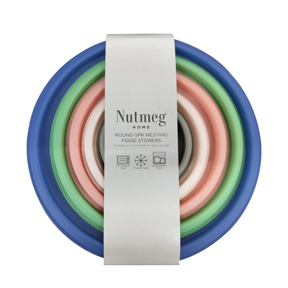 Nutmeg Home Round Nesting Food Storers 5 pack - Morrisons Online ...