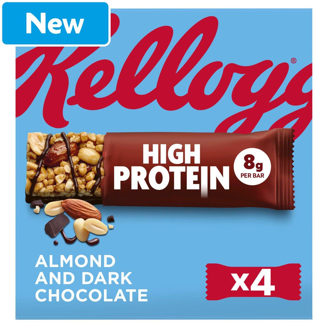 Kellogg's High Protein Almond and Dark Chocolate snack bars 4x35g ...