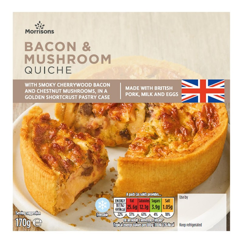 Morrisons Bacon & Mushroom Quiche 170g - Morrisons Online Groceries ...