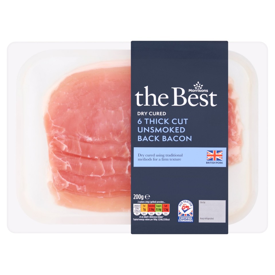 Morrisons The Best Thick Cut Dry Cure Unsmoked Bacon - Morrisons Online ...