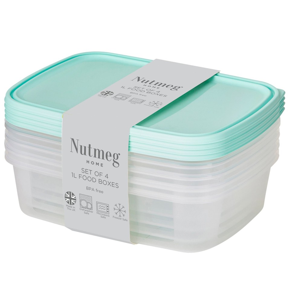 Nutmeg Home Set of 4 1l Food Boxes - Morrisons Online Groceries & Offers