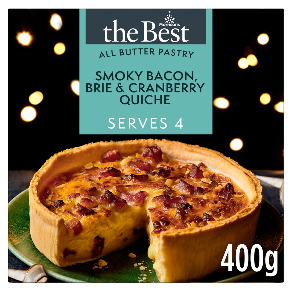 Morrisons The Best All Butter Pastry Bacon, Brie & Cranberry Quiche ...
