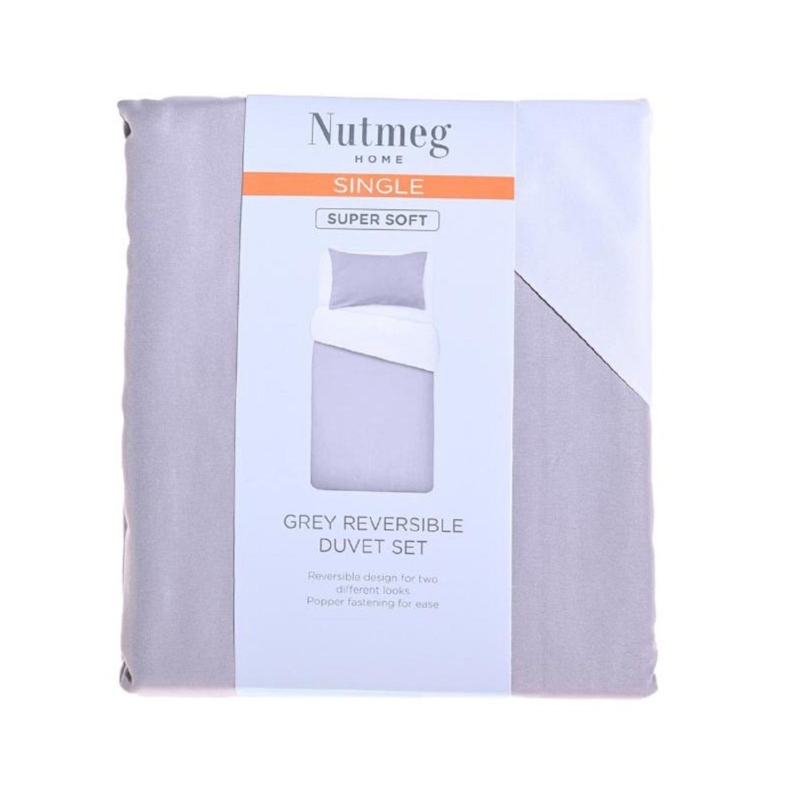 Nutmeg Home Soft Touch White/Grey Duvet Set Single - Morrisons Online ...