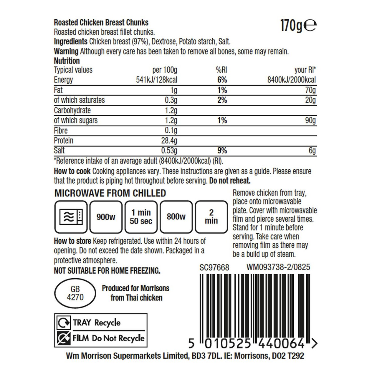 Morrisons Ready To Eat Cooked Chicken Breast Chunks - Morrisons Online ...
