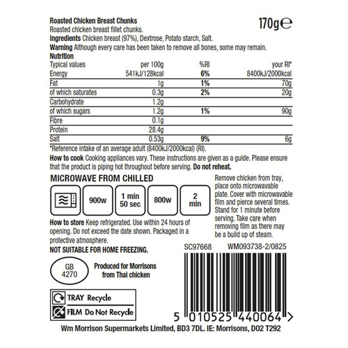 Morrisons Ready To Eat Cooked Chicken Breast Chunks - Morrisons Online ...