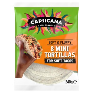 Capsicana Mexican Mini Tortillas Wheat Flour Wraps 8 pack - Morrisons ...