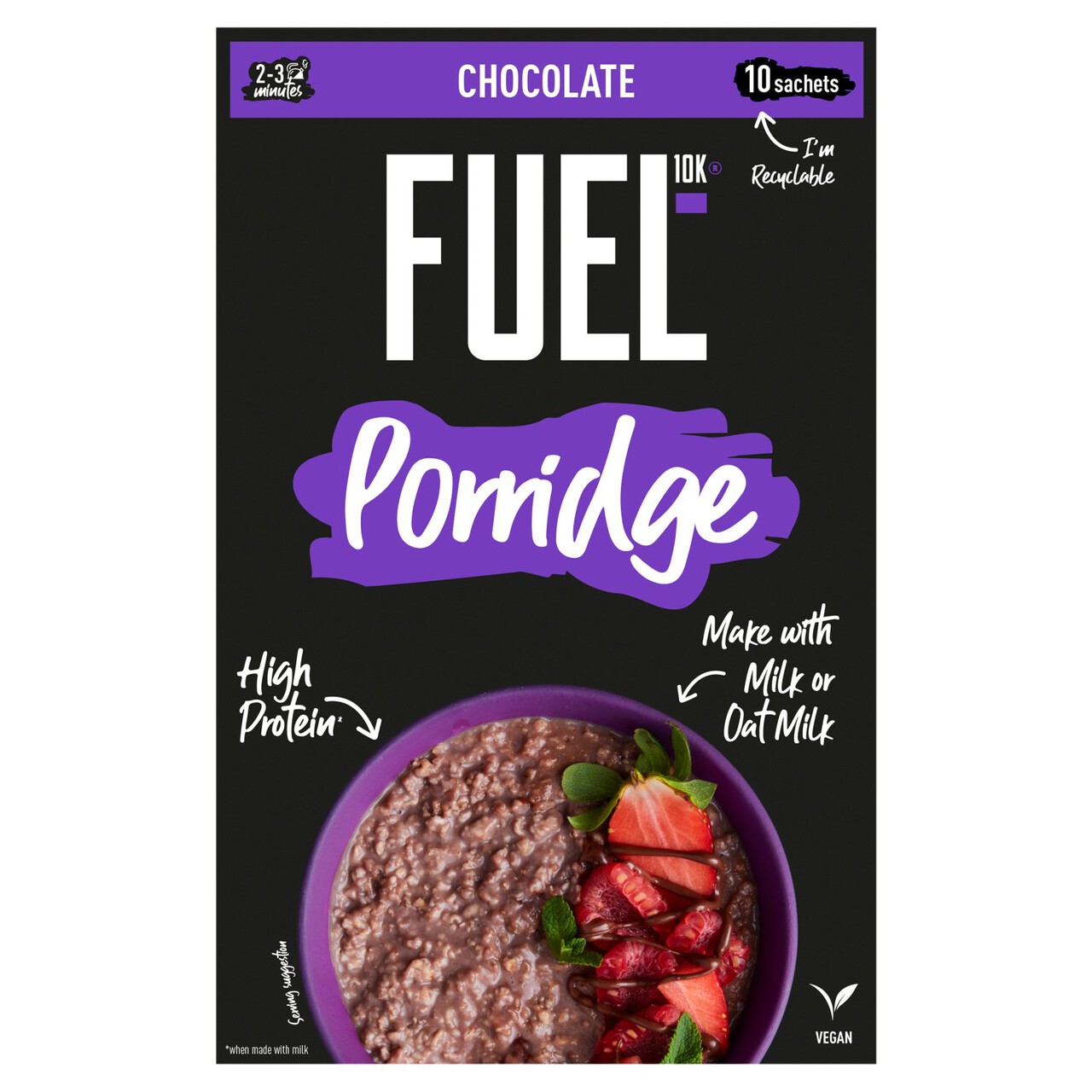 FUEL 10K Chocolate Protein Porridge Sachets Oat Cereal Sachets ...