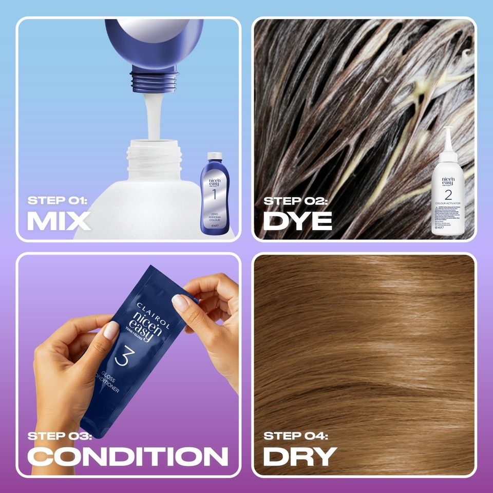 Clairol Nice'N Easy Tone+Gloss Semi Permanent Hair Dye Medium Ash ...
