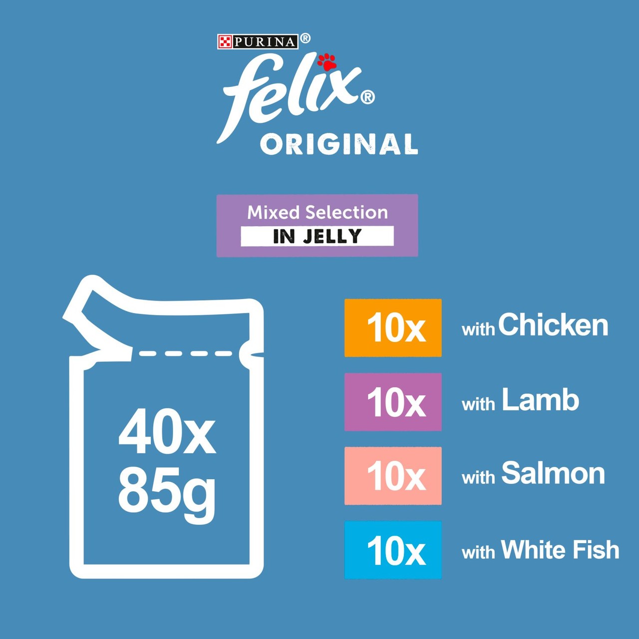 FELIX Original Mixed Selection in Jelly Wet Cat Food 40x85g - Morrisons ...