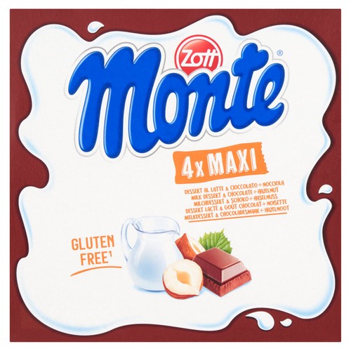 Zott Monte 4 Maxi Milk Dessert & Chocolate + Hazelnut 4 x 100g (400g ...