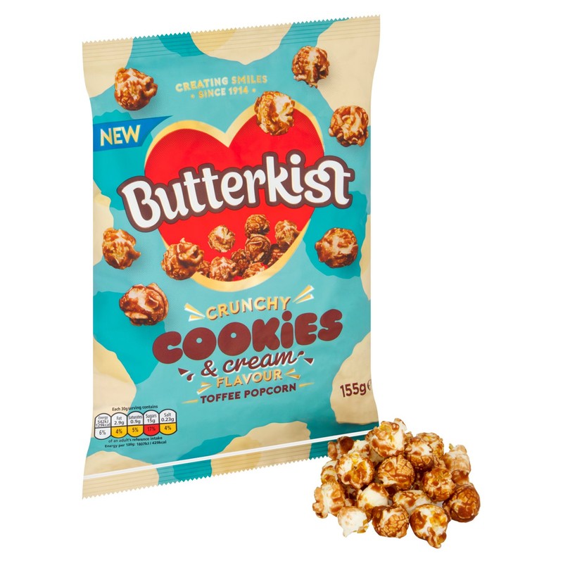 Butterkist Cookies & Cream Flavour Toffee Popcorn 155g - Morrisons ...
