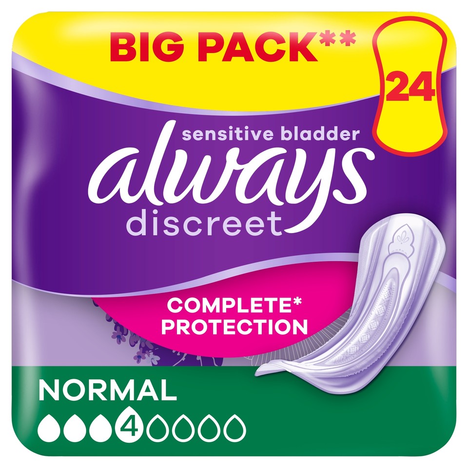 Always Discreet Incontinence Pads Normal For Sensitive Bladder 24 pack ...