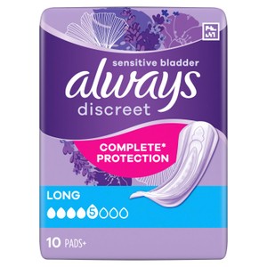 Always Discreet Incontinence Pads+ Long for Sensitive Bladder 10 pack ...