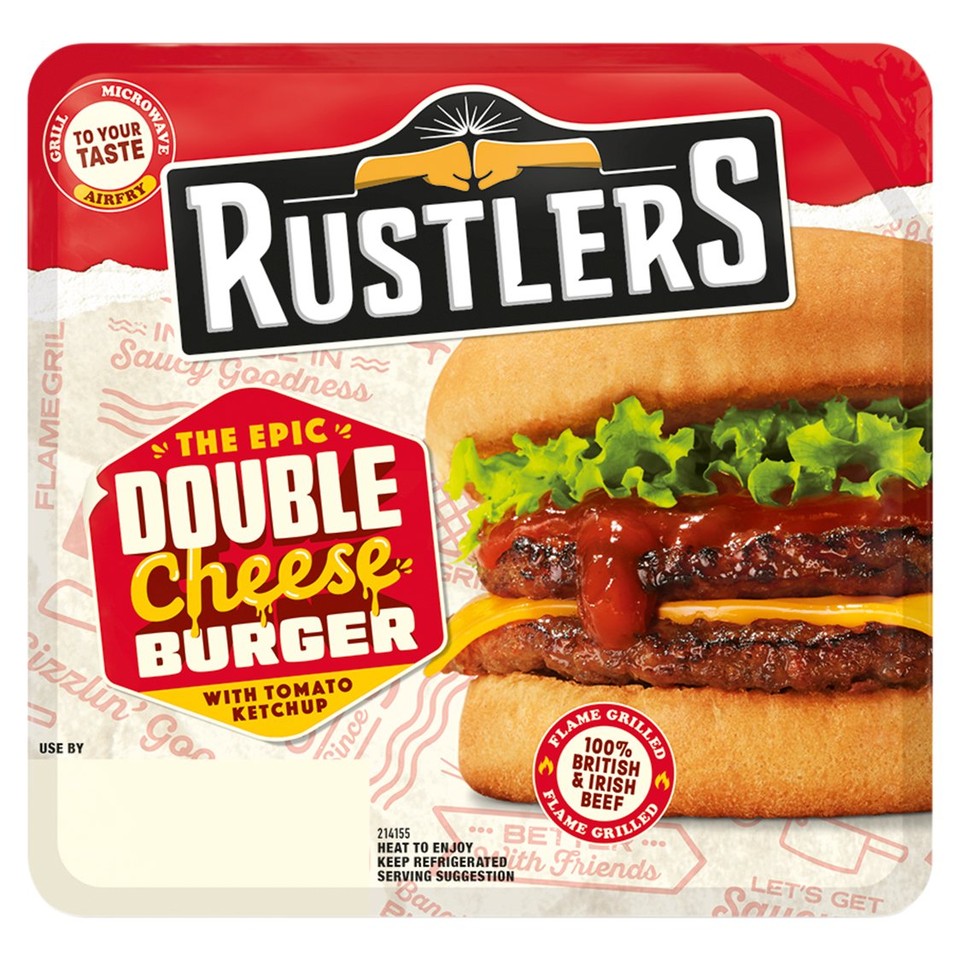 Rustlers The Epic Double Cheeseburger 145g - Morrisons Online Groceries ...