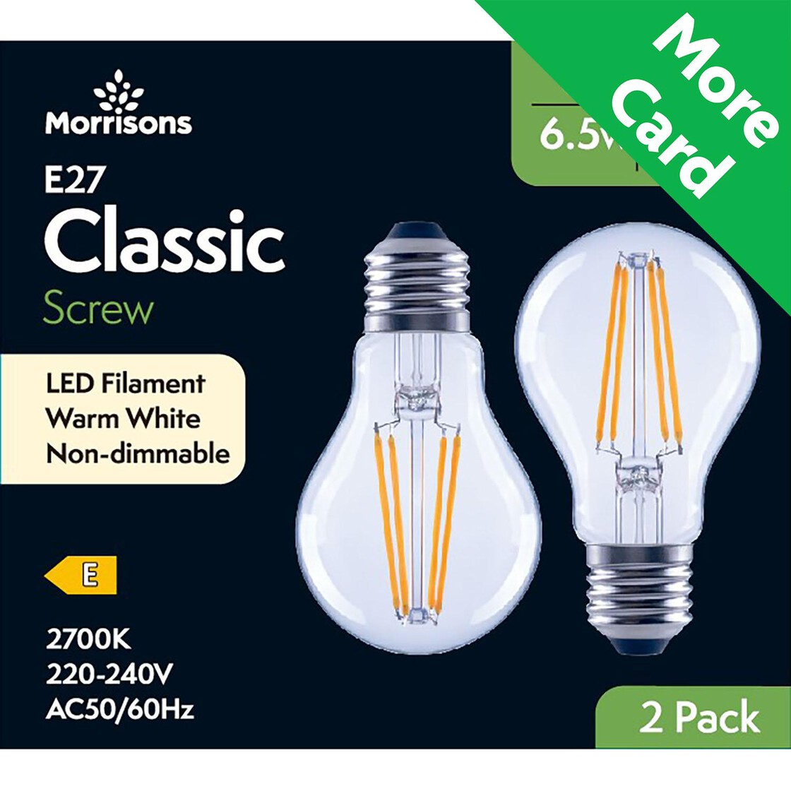 Morrisons LED GLS Filament E27 Screw 806 Lumens 6.5W - Morrisons Online ...