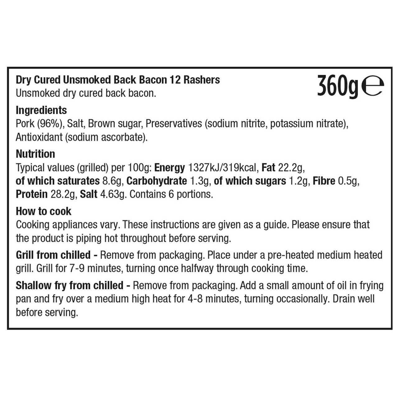 Morrisons The Best XL Unsmoked Back Bacon 360g - Morrisons Online ...