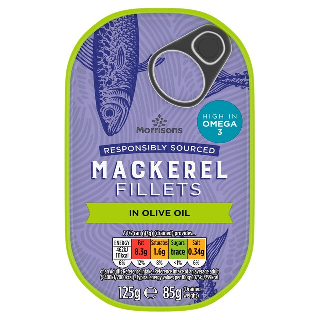 Morrisons Mackerel Fillets In Olive Oil (125g) - Morrisons Online ...