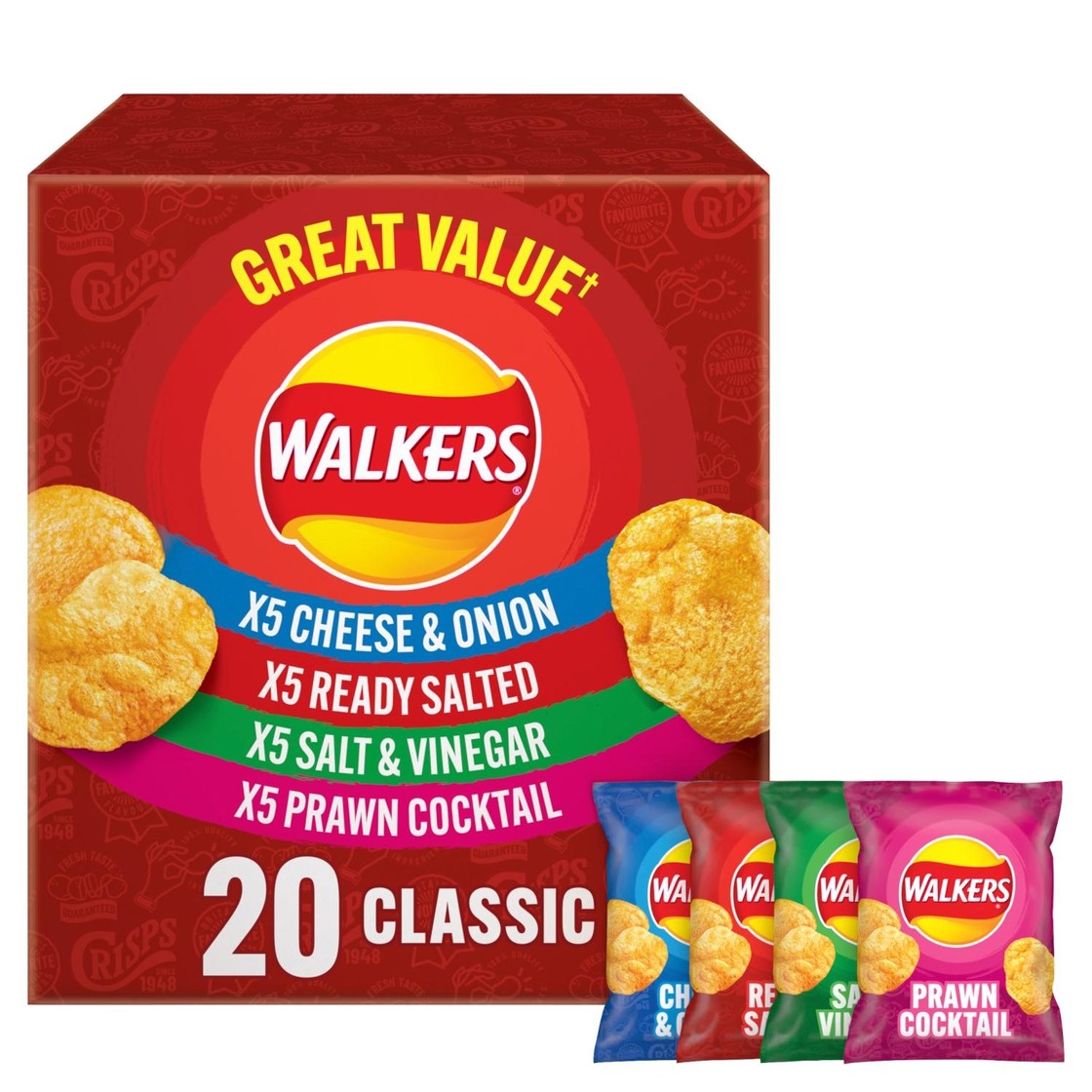 Walkers Classic Variety Multipack Crisps Box 20 x 25g - Morrisons ...