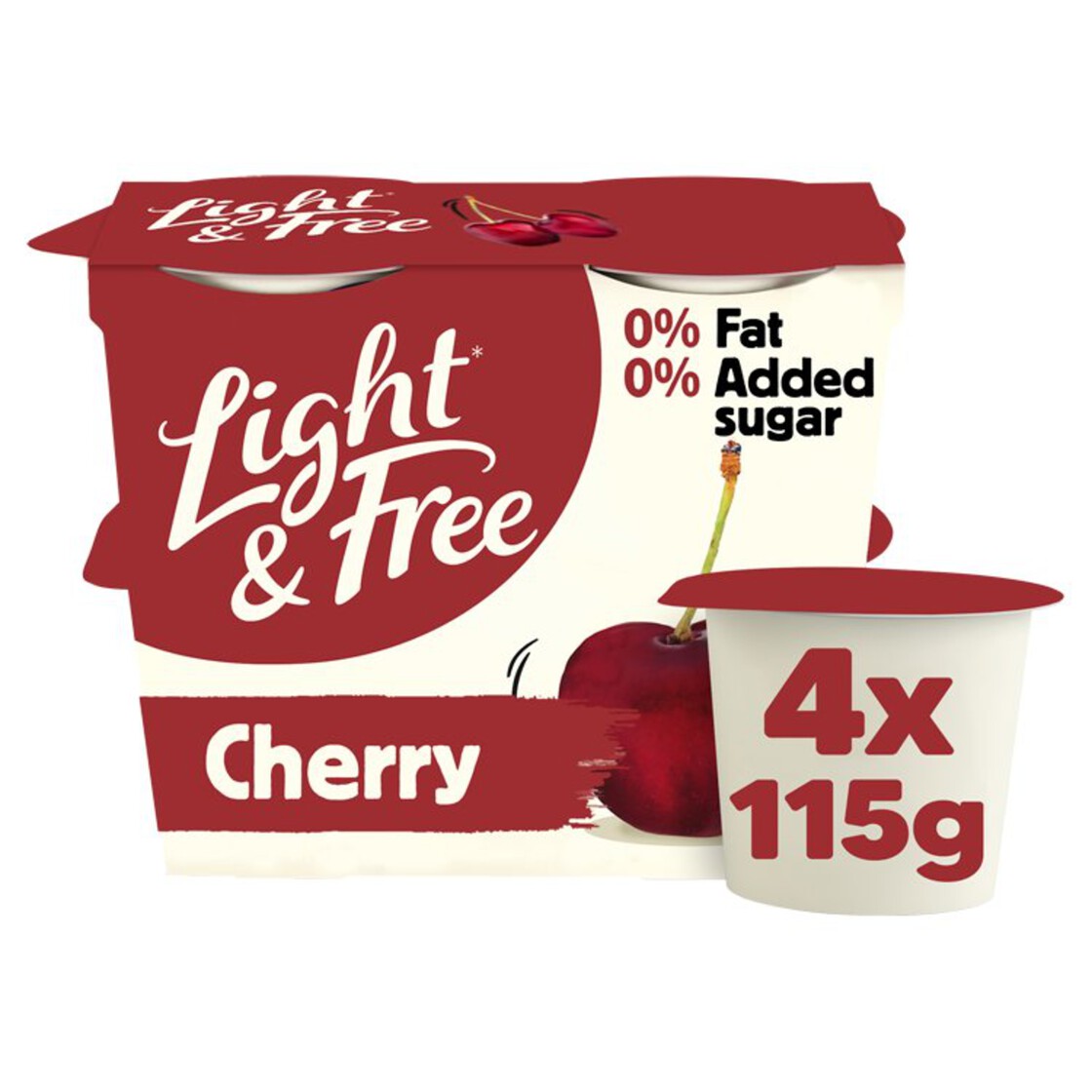 Light & Free Cherry Greek Style Yogurt 4 x 115g (460g) - Morrisons Online Groceries & Offers