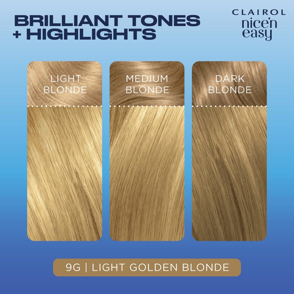 Clairol Nice n Easy Creme Permanent Hair Dye - 9g Light Golden Blonde ...