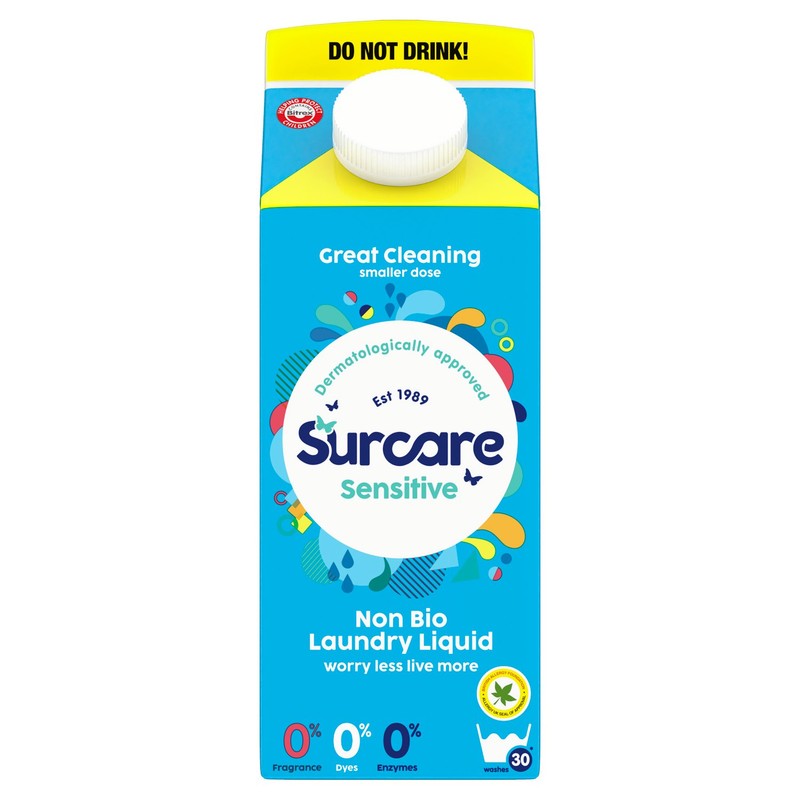 Surcare Sensitive Super Concentrated Non Bio Laundry Liquid 30 Washes ...