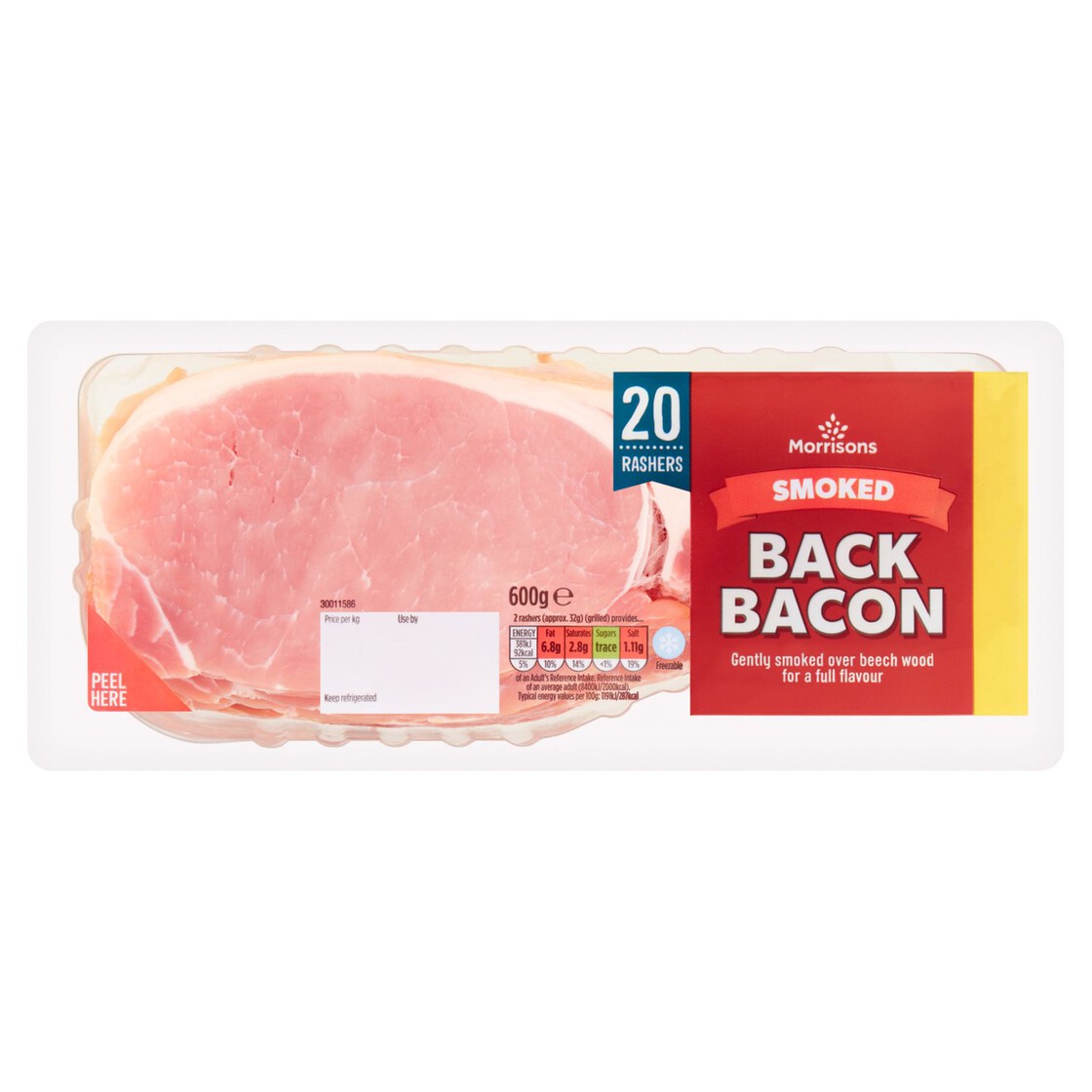 Morrisons Smoked Back Bacon 20 Rashers - Morrisons Online Groceries ...