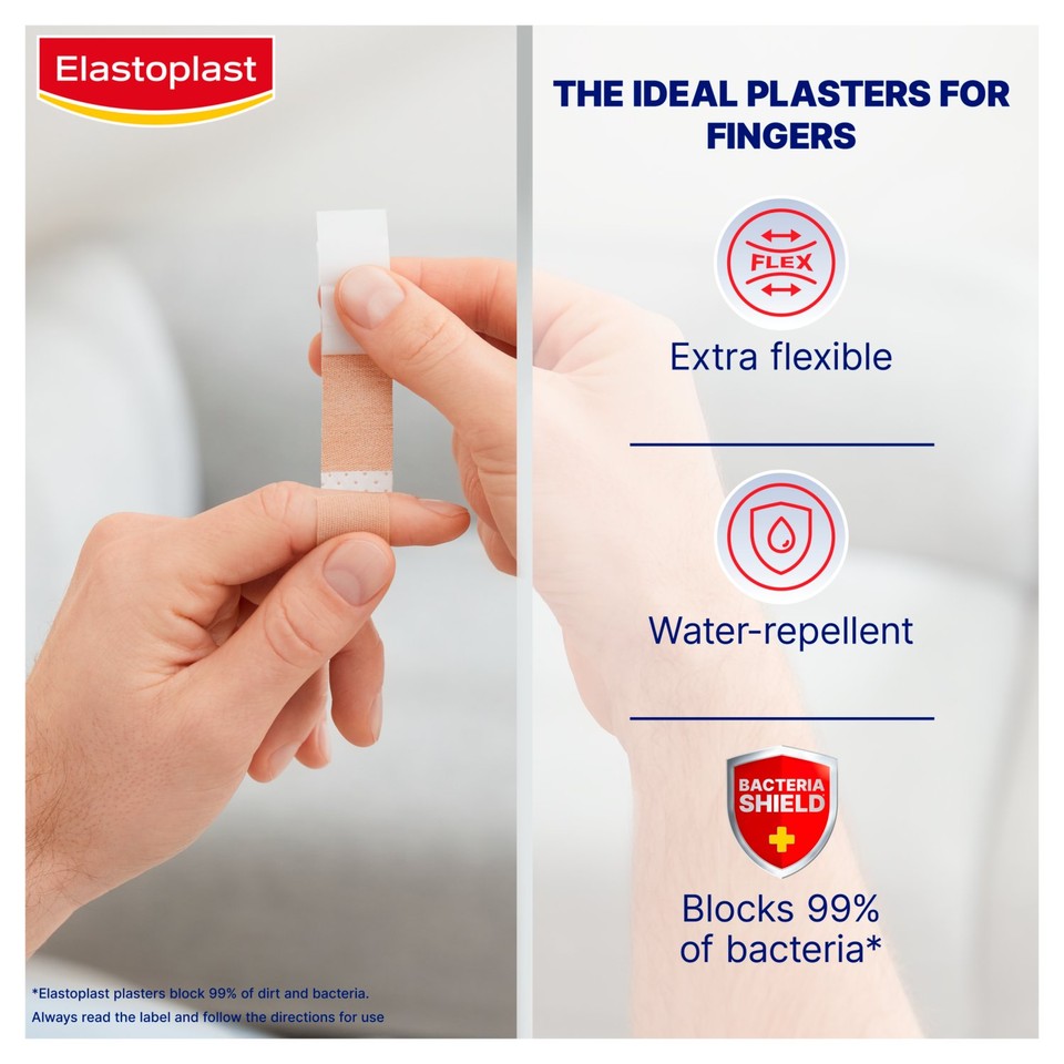 Elastoplast Finger Strips 120mm x 19mm Tan 16 Plasters - Morrisons ...