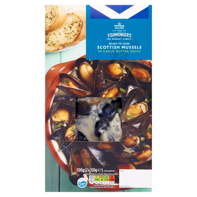 Morrisons Scottish Cooked Mussels In Garlic Butter - Morrisons Online ...