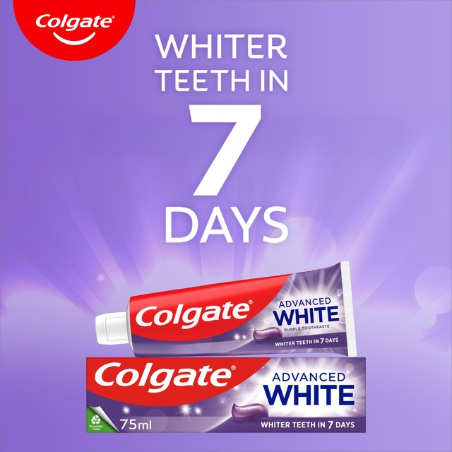 Colgate Advanced White Purple Teeth Whitening Toothpaste 75ml ...