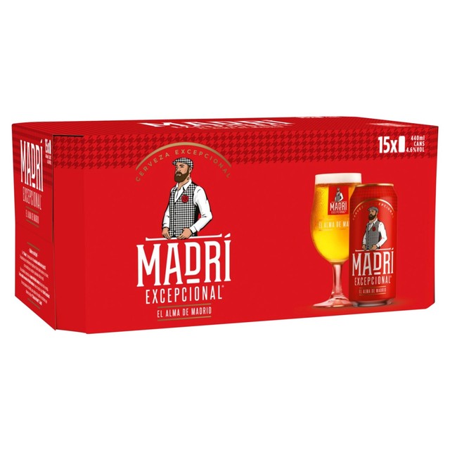 Madri Excepcional Lager Beer Cans 15x440ml - Morrisons Online Groceries ...