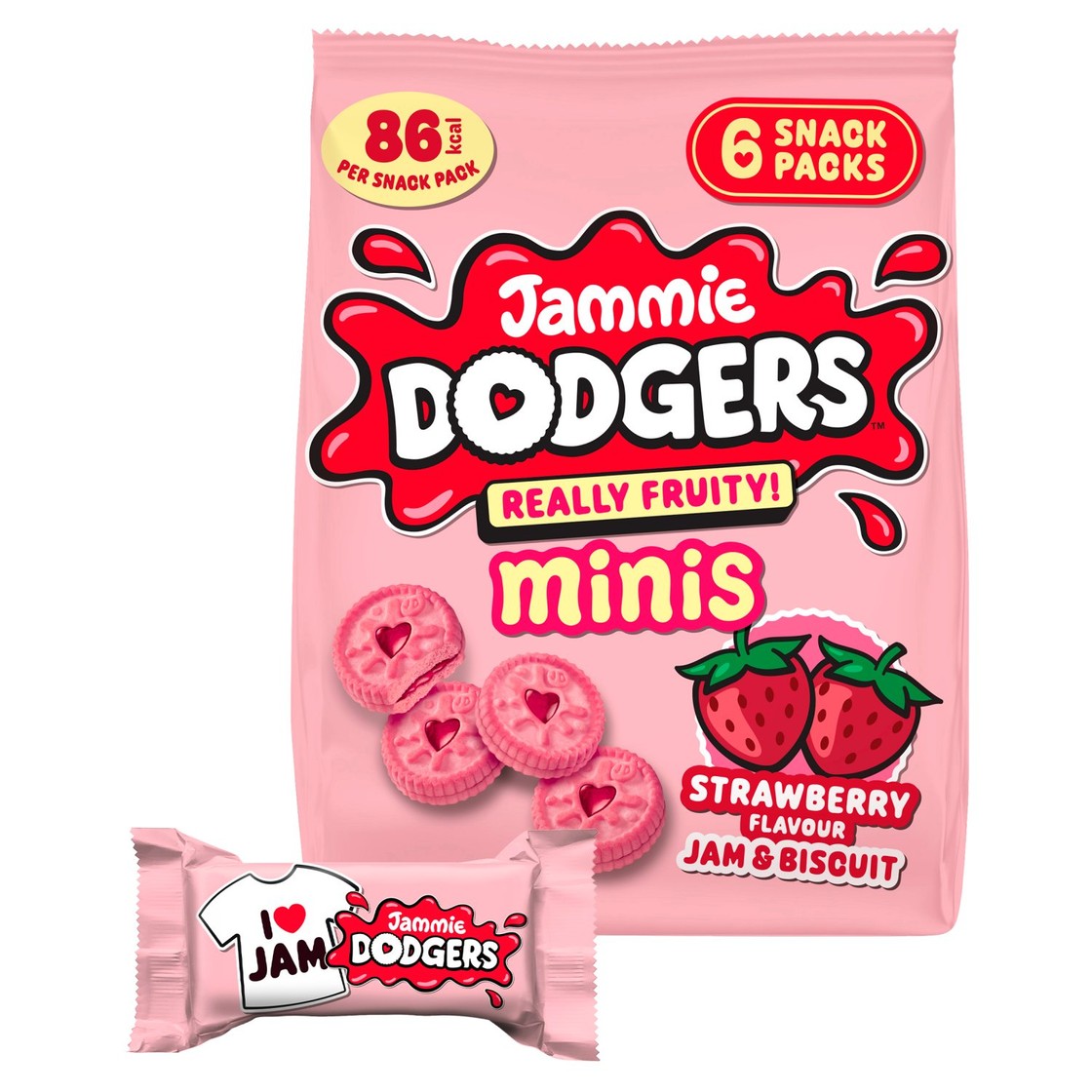 Jammie Dodgers Minis Strawberry Flavour Jam & Biscuit 6 x 20g ...