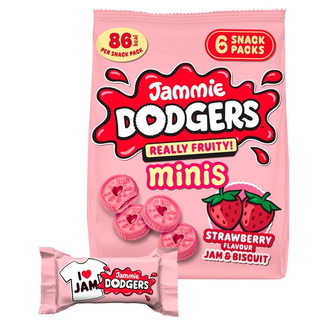 Jammie Dodgers Minis Strawberry Flavour Jam & Biscuit 6 x 20g ...