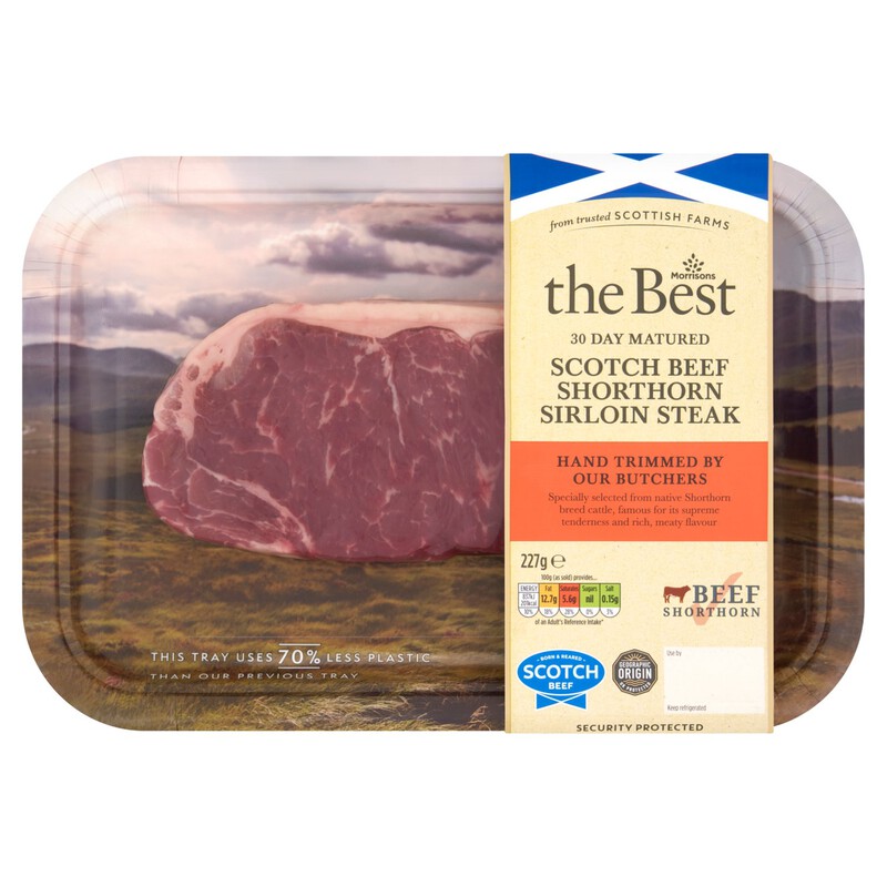 Morrisons The Best Scotch Beef Shorthorn Sirloin Steak 227g - Morrisons ...