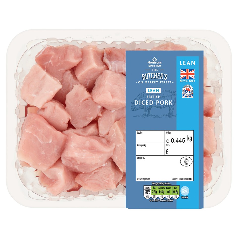 Morrisons The Butcher's On Market Street British Lean Diced Pork 445g ...
