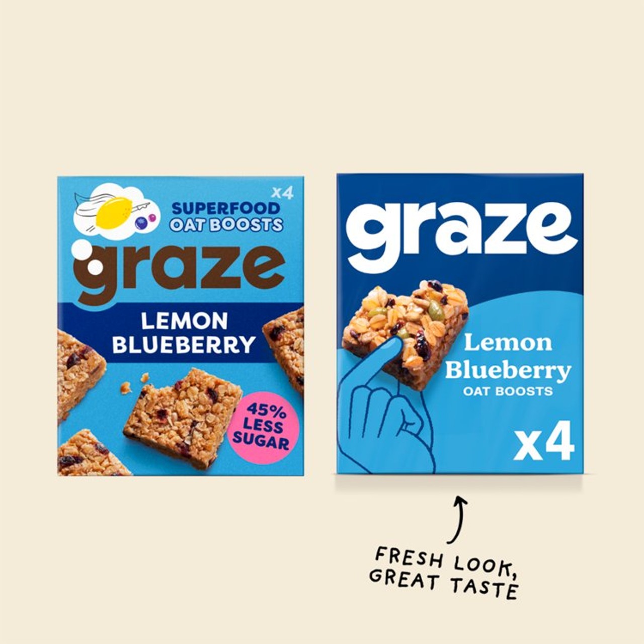 Graze Lemon & Blueberry Oat Boost Flapjack Superfood Snack Bars 4 x 30g ...