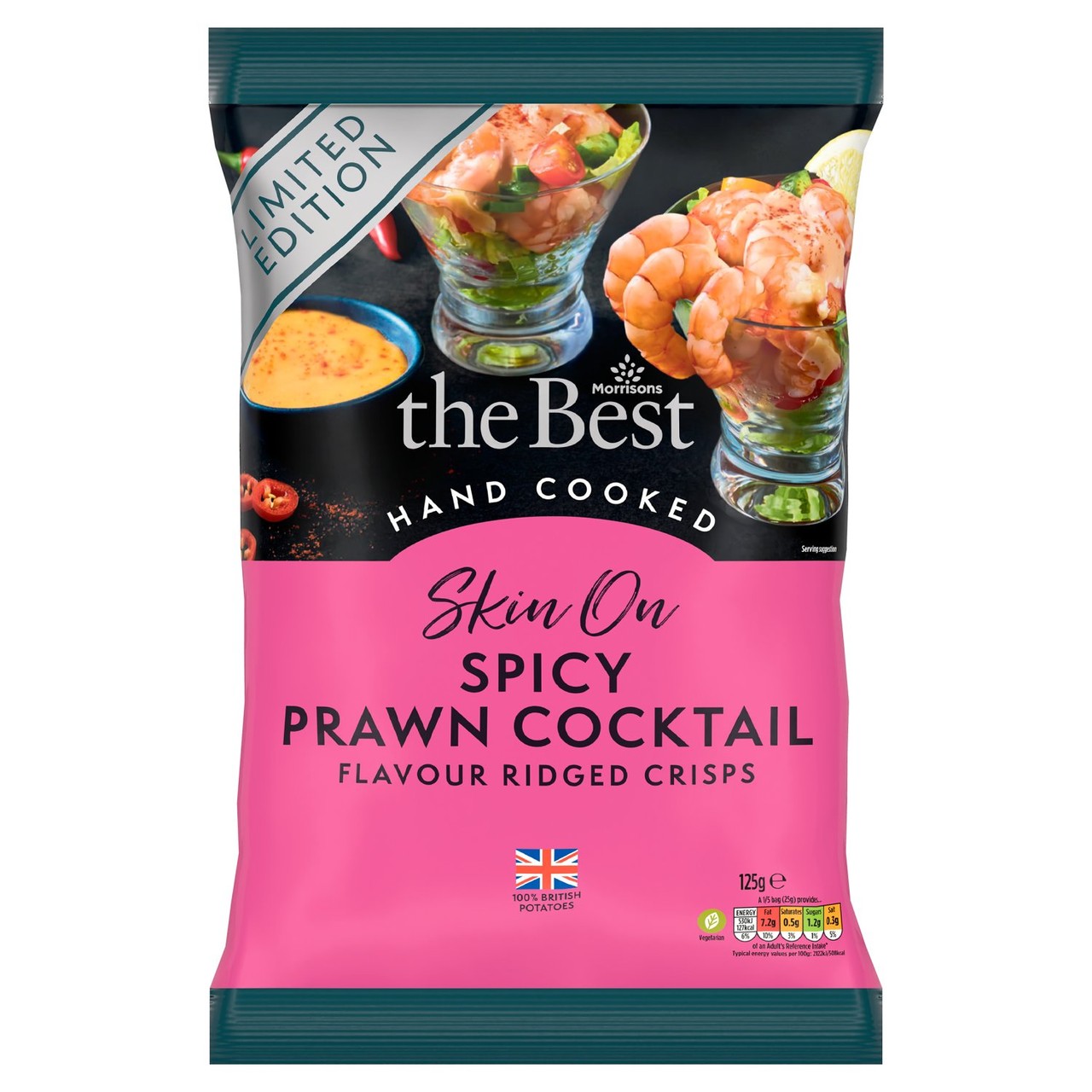 Morrisons The Best Skin On Spicy Prawn Cocktail Flavour Ridged Crisps ...