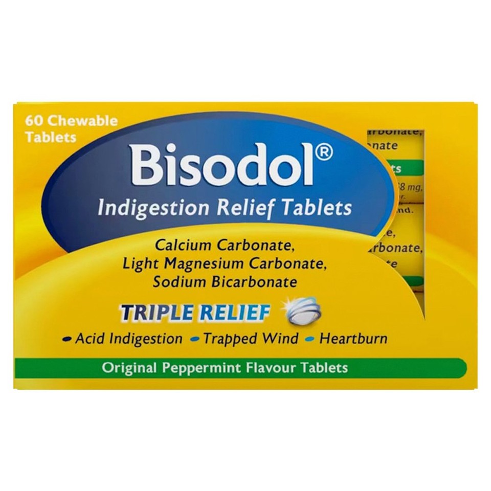 Bisodol Original Peppermint Flavour Chewable Tablets 60s - Morrisons ...