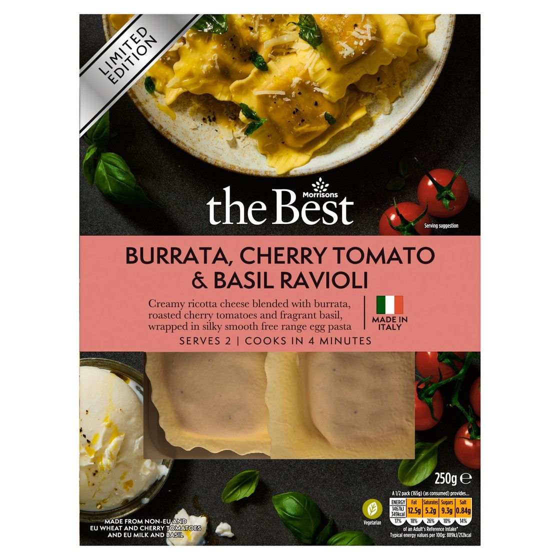 Morrisons The Best Burrata, Cherry Tomato & Basil Ravioli 250g ...