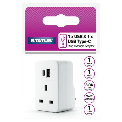 Status USB & C Plug Adapter - Morrisons Online Groceries & Offers